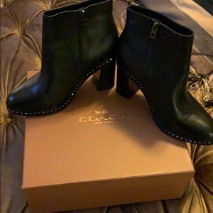 Coach | Shoes | Coach Black Leather Sole Studded Bootie | Poshmark
